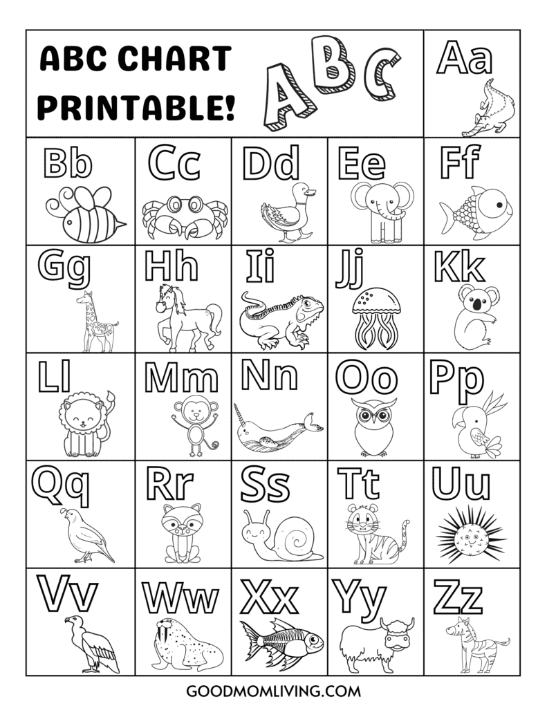 ABC Chart for Kids (Free Printable ABC Alphabet Chart) - Good Mom Living