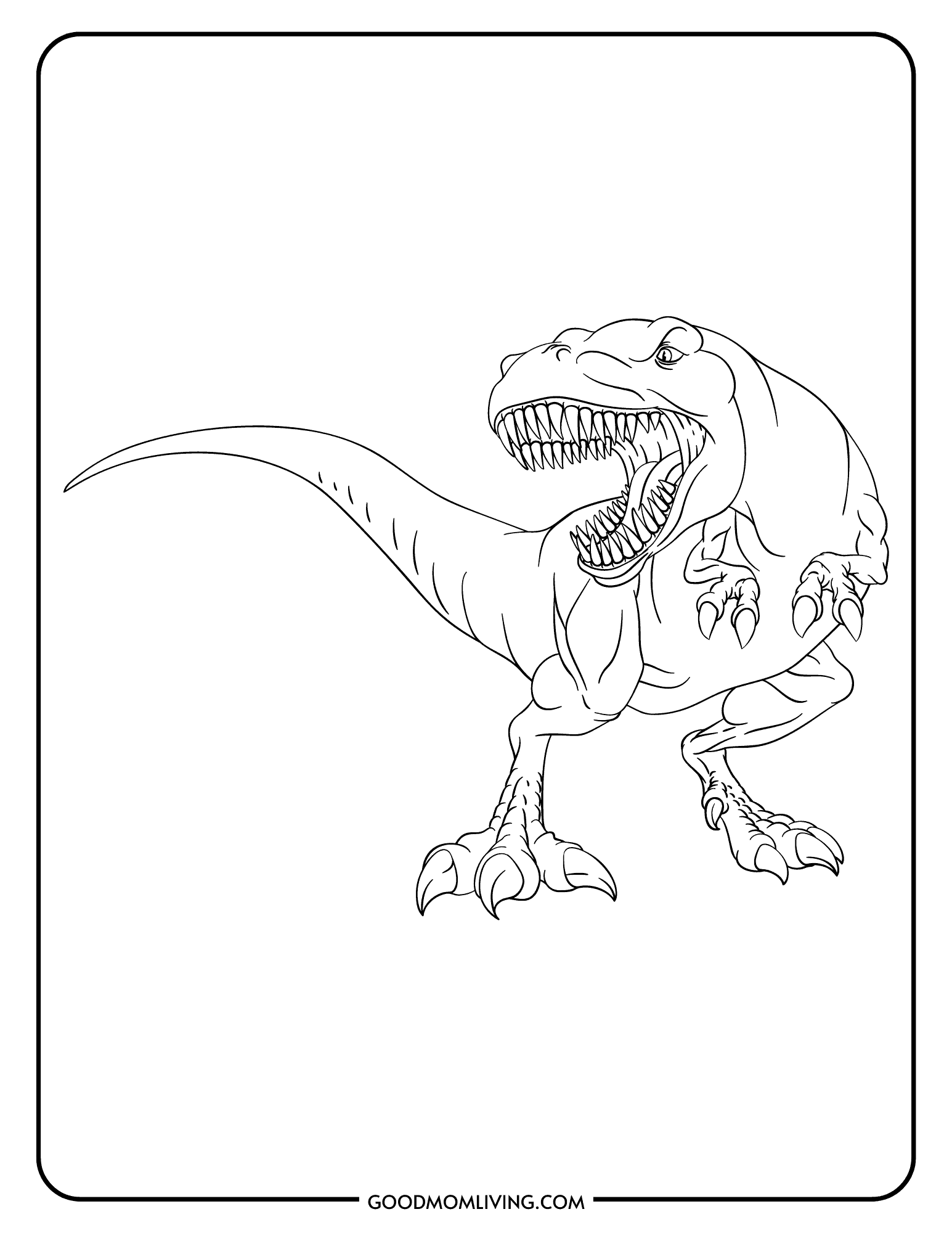 60+ T Rex Coloring Page Printables (FREE for Kids) - Good Mom Living