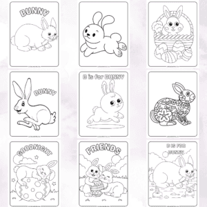 25 Page Bunny Coloring Page Book - Good Mom Living