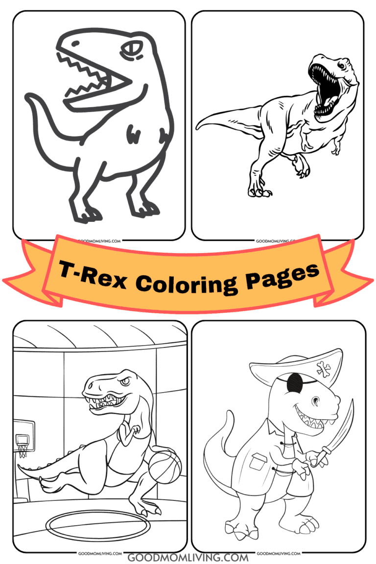 60+ T Rex Coloring Page Printables (FREE for Kids) - Good Mom Living