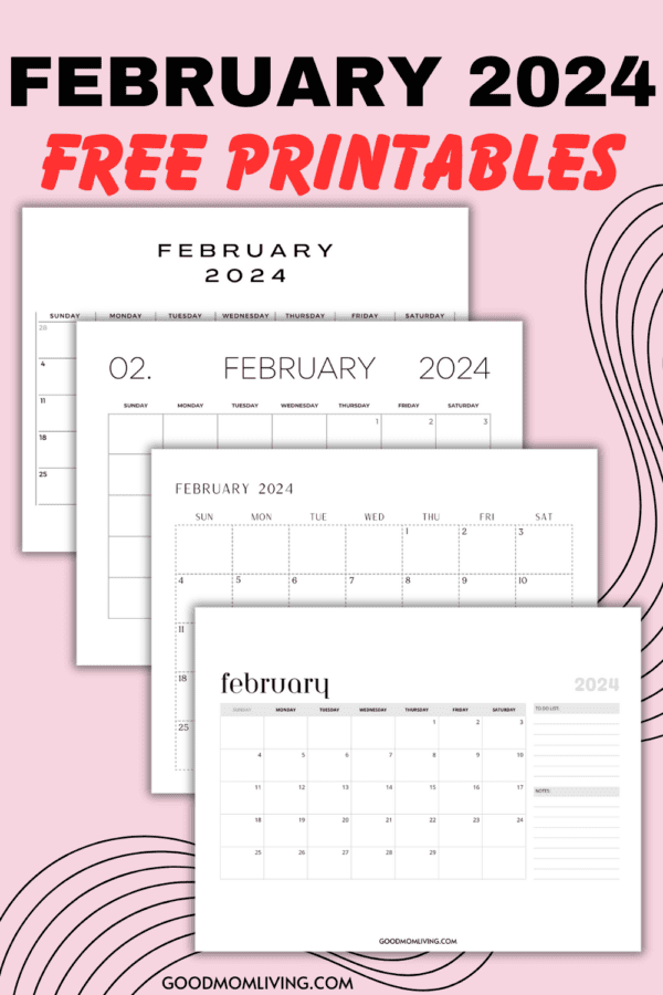 Simple February 2024 Calendar Printable (Free Download) - Good Mom Living