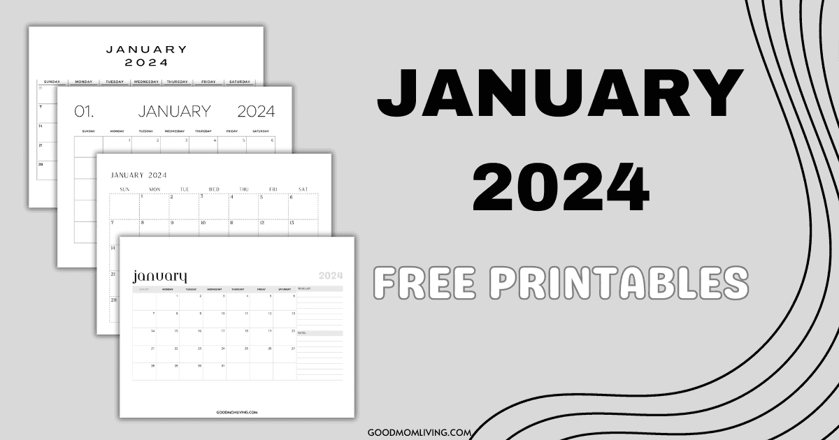 Free January 2024 Calendar Printable for Busy Moms - Good Mom Living
