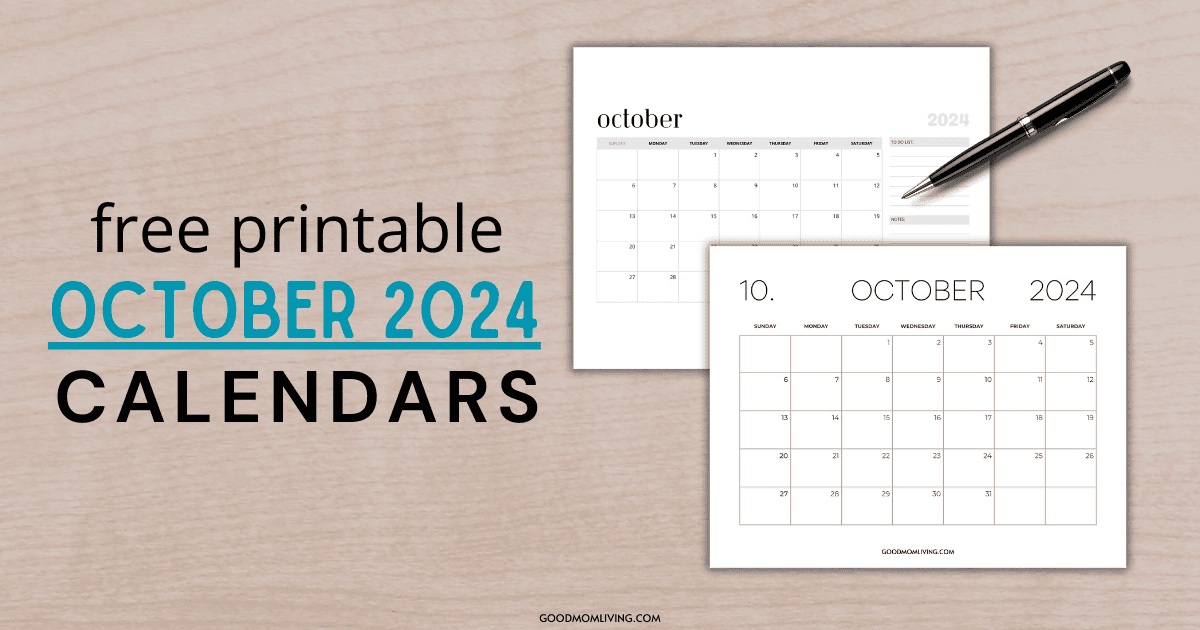 Free October 2024 Calendar Printable to Stay on Top of Fall Fun - Good ...