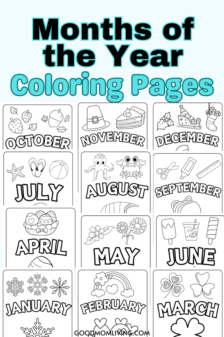 Months of the Year Coloring Pages (Free Printable) - Good Mom Living