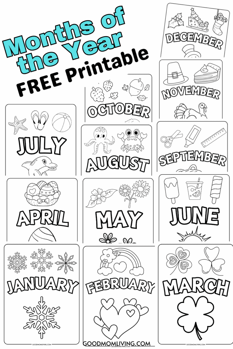 Months of the Year Coloring Pages (Free Printable) - Good Mom Living