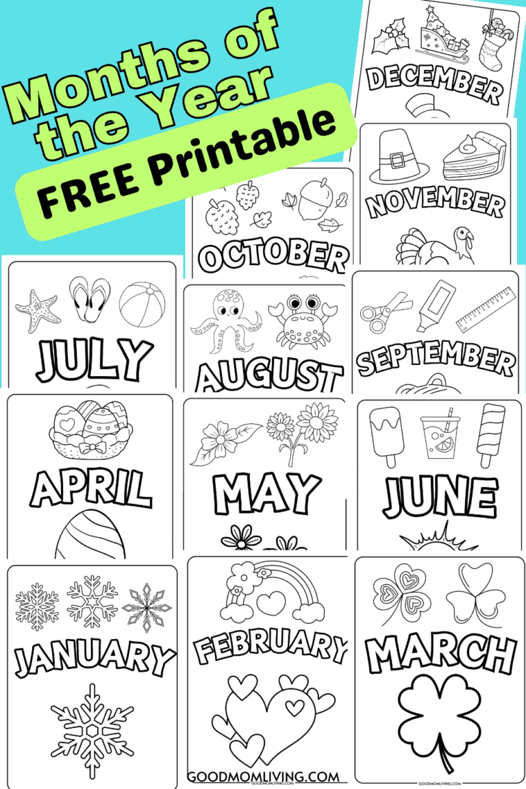 Months of the Year Coloring Pages (Free Printable) - Good Mom Living