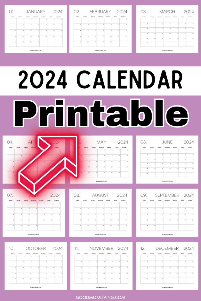 Free 2024 Calendar Printable You’ll Actually Use All Year - Good Mom Living