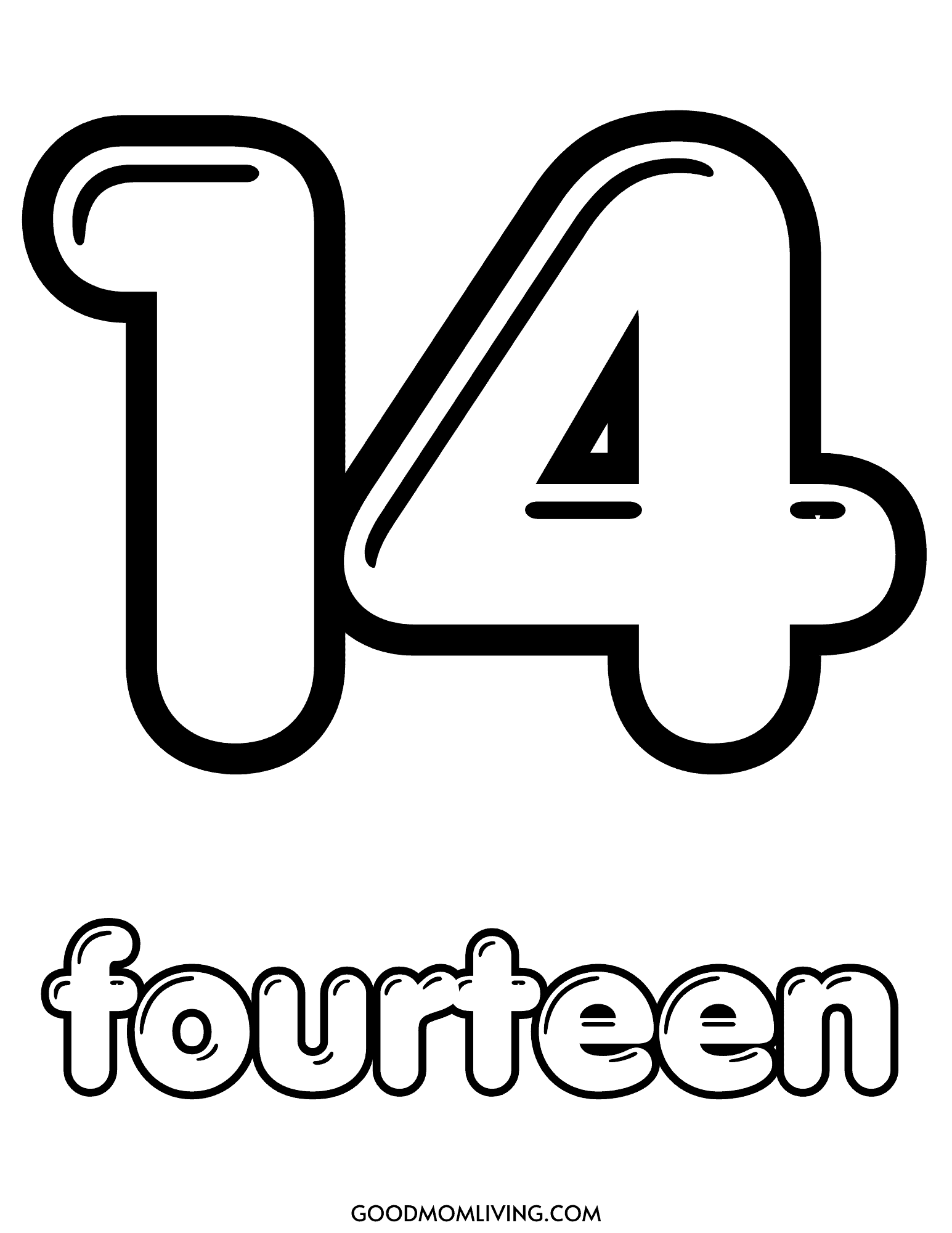 Bubble Number 14 Printable (Free Number 14 Bubble) - Good Mom Living