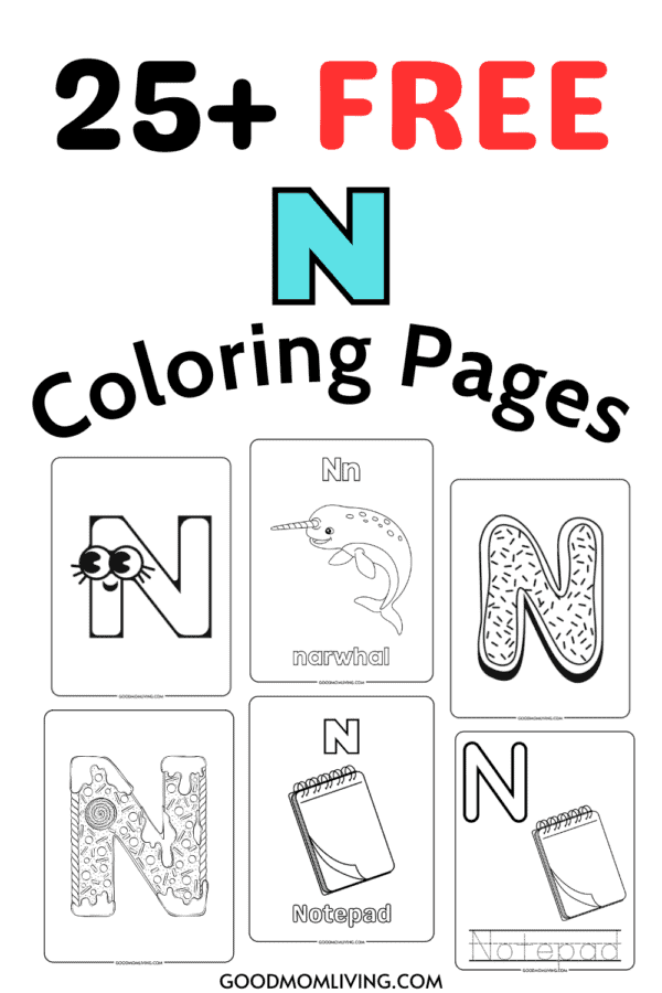 Letter N Coloring Page: Free Alphabet Printable Pages - Good Mom Living