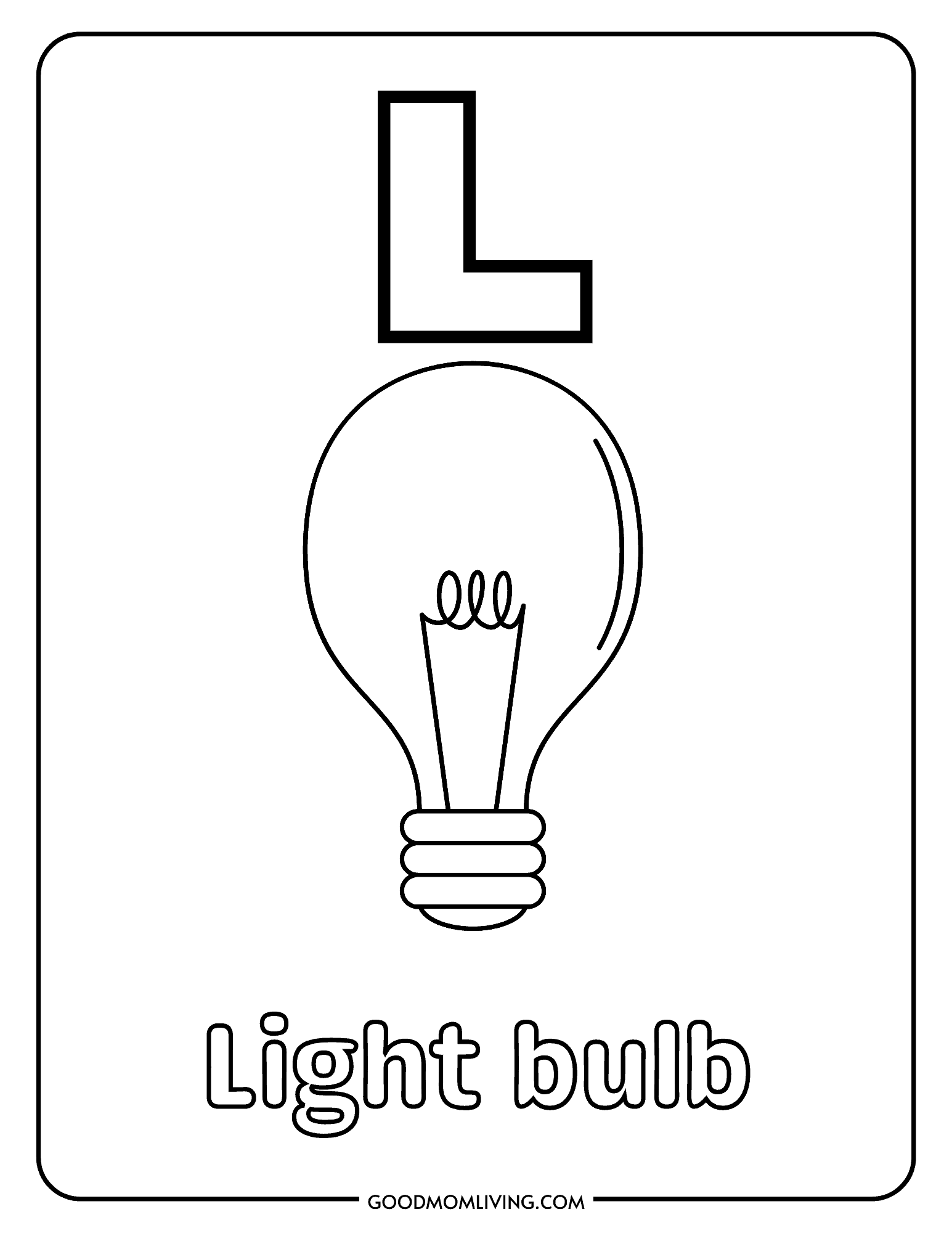 Letter L Coloring Pages: Free Alphabet Coloring Page - Good Mom Living