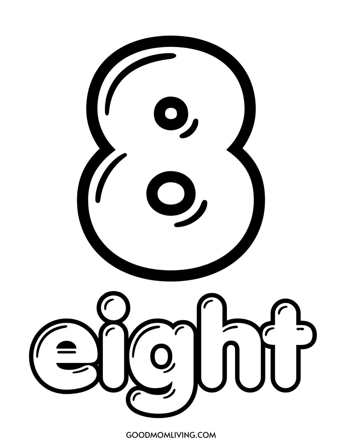 Bubble Number 8 Printable (Number 8 Bubble Letter) - Good Mom Living