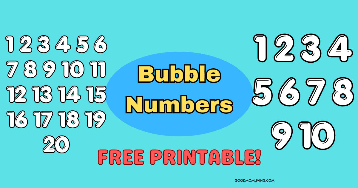 Bubble Numbers Free Printable Numbers 0 to 100 - Good Mom Living