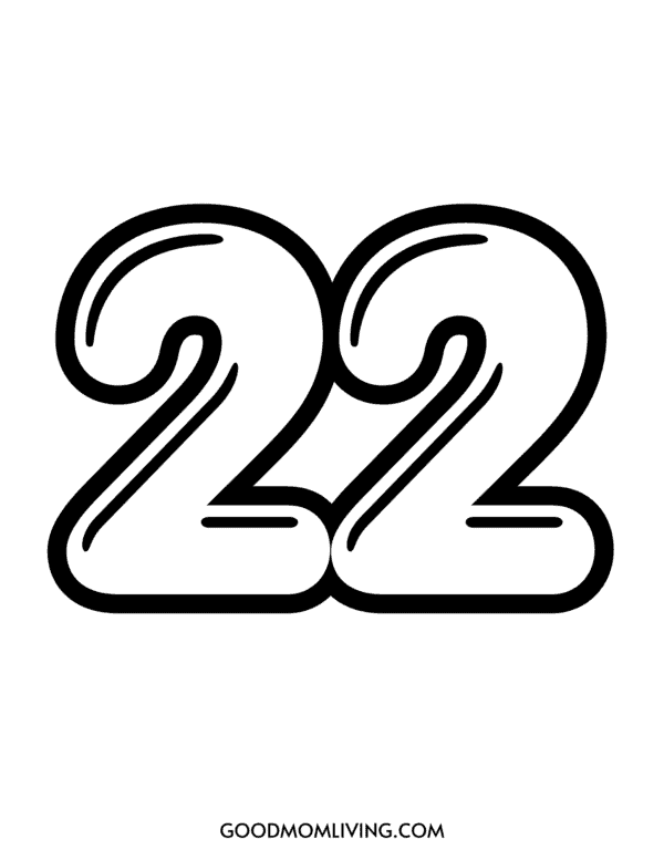Bubble Number 22 Printable (Printable Bubble Number 22) - Good Mom Living