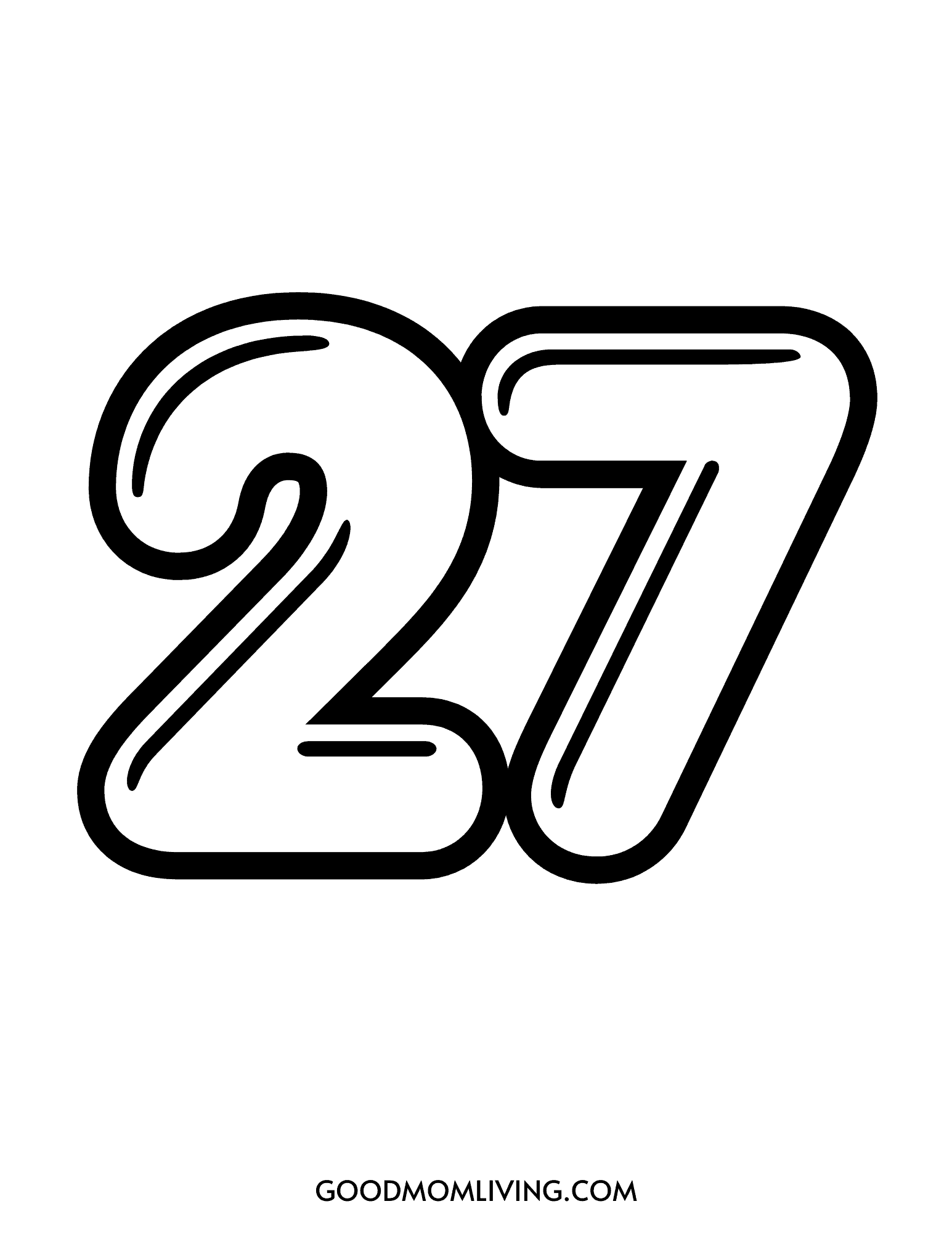 Bubble Number 27 Printable (Number 27 Bubble Free) - Good Mom Living