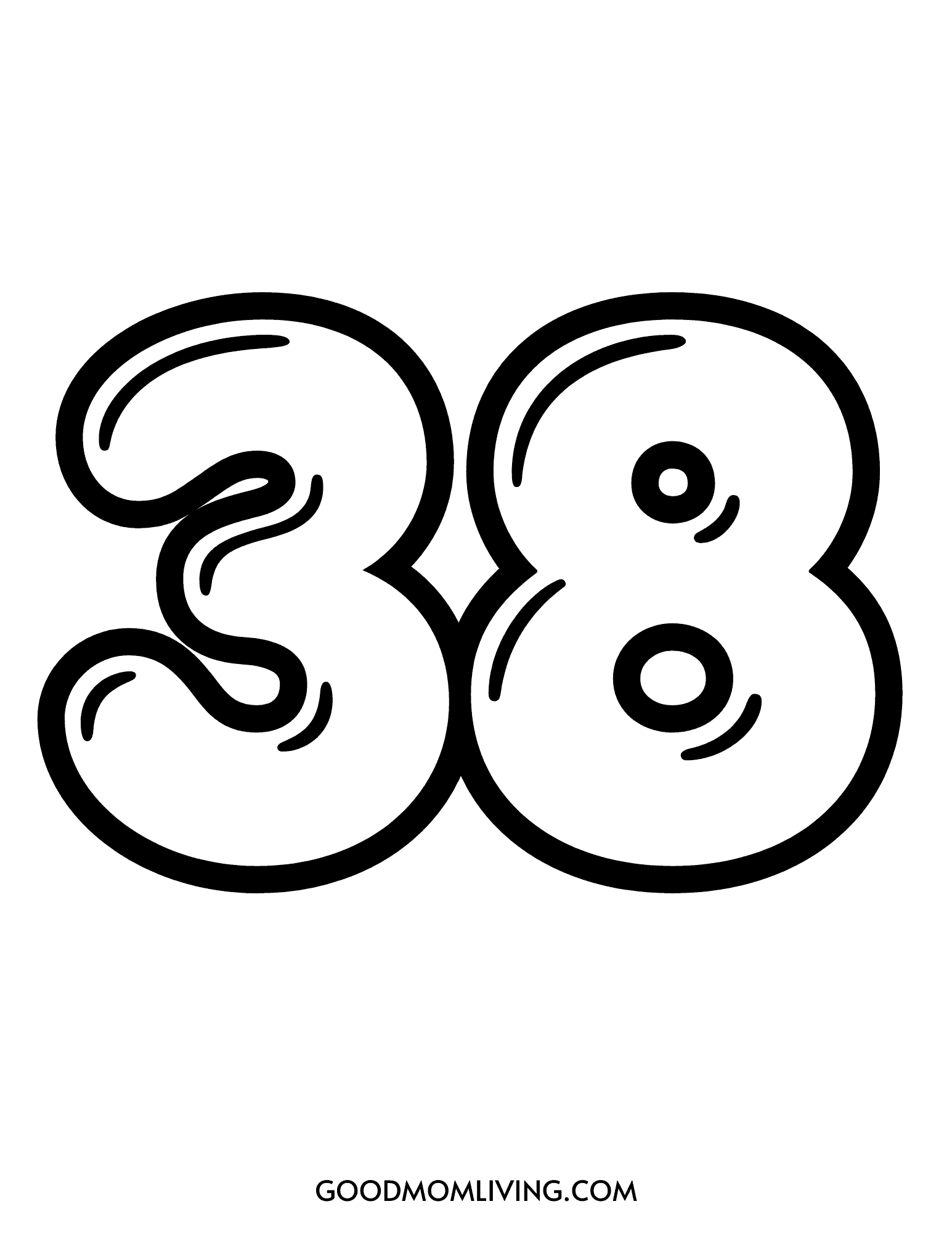 Bubble Number 38 Printable (Free Bubble 38 Number) - Good Mom Living