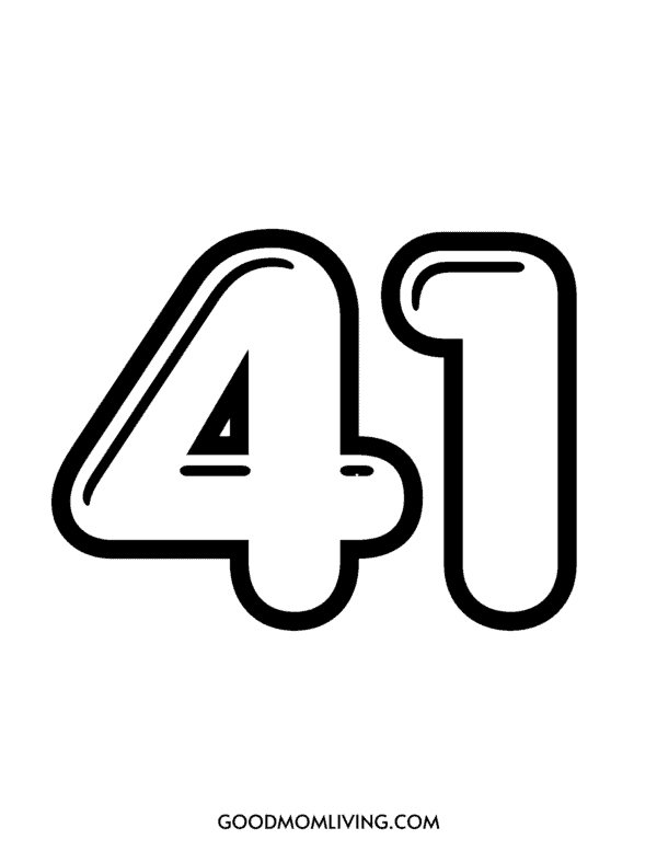 Bubble Number 41 Printable (Number 41 Bubble Letter) - Good Mom Living