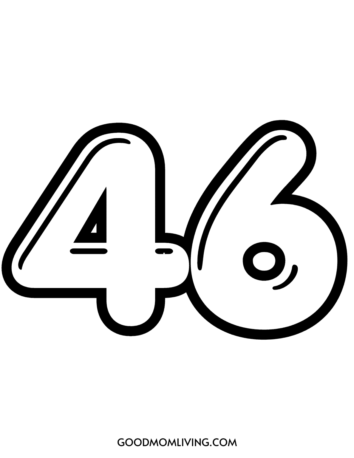 Bubble Number 46 Printable (Free Bubble 46 Number) - Good Mom Living