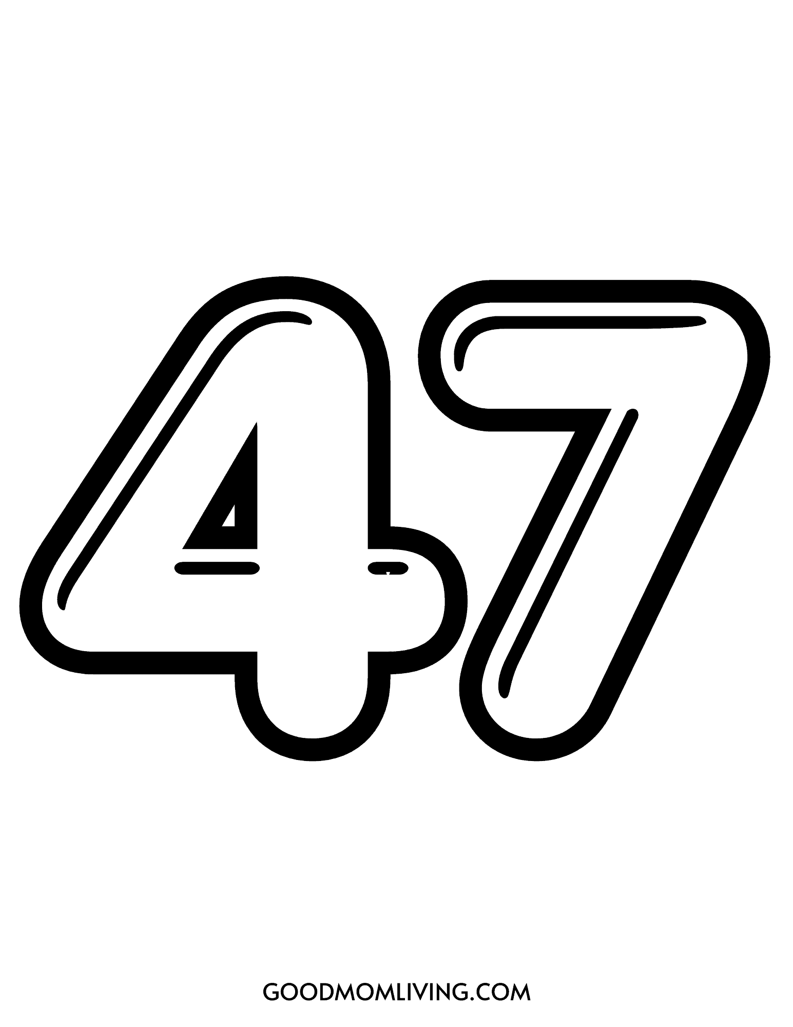 Bubble Number 47 Printable (Number 47 Bubble Number) - Good Mom Living