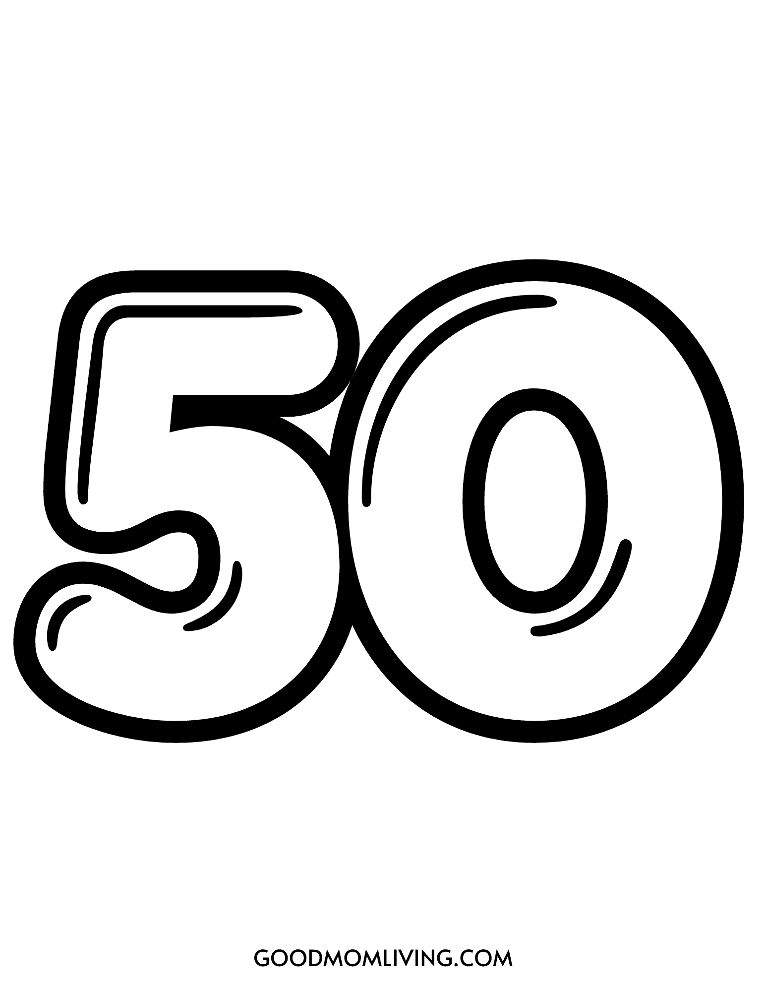 Bubble Number 50 Printable (50 Bubble Number) - Good Mom Living
