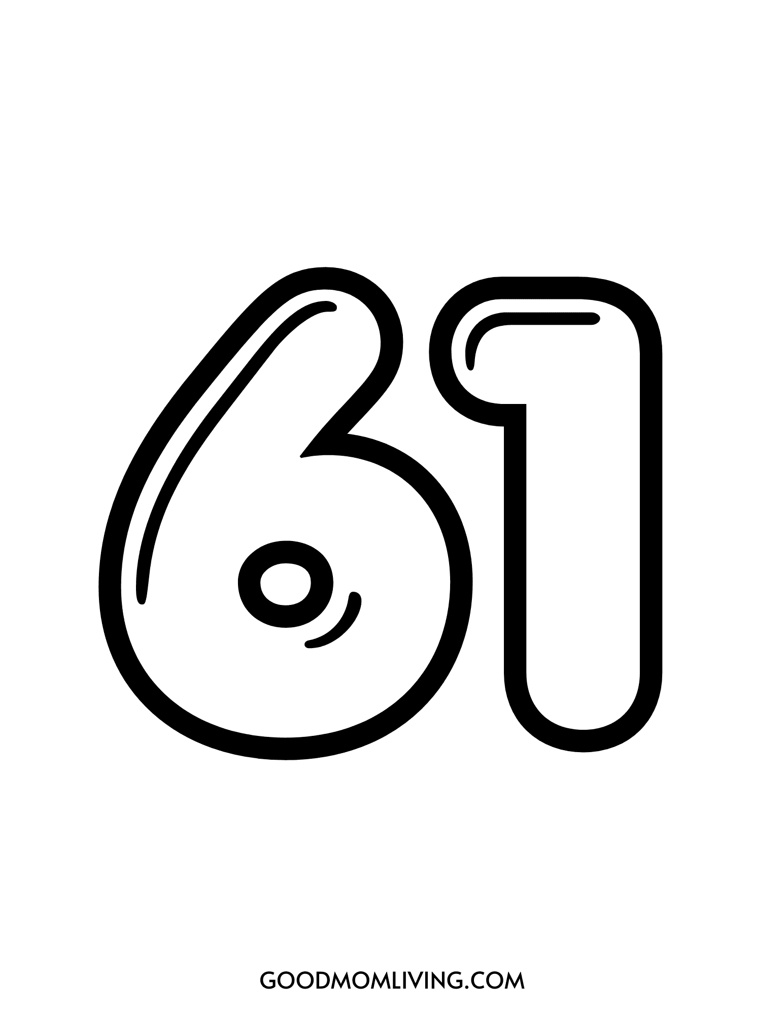 Bubble Number 61 Printable (Printable Bubble Number 61) - Good Mom Living