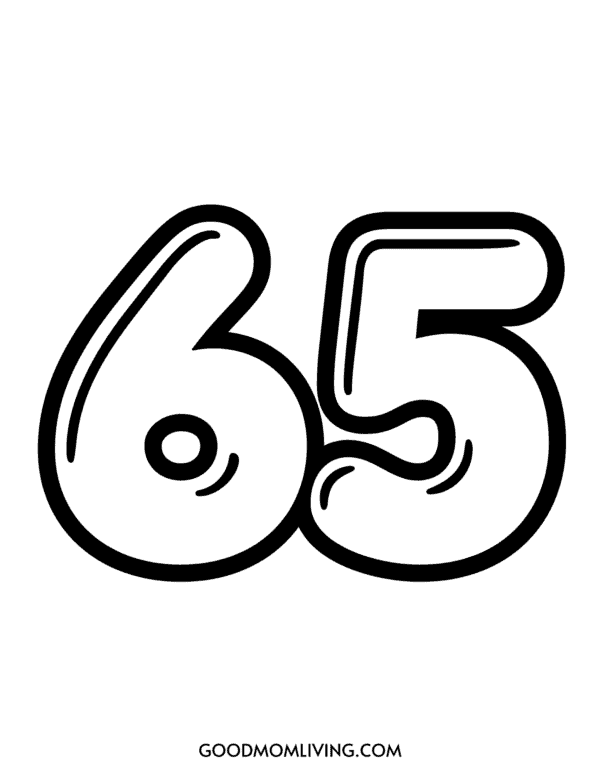 Bubble Number 65 Printable (Free Number 65 Bubble Letter) - Good Mom Living
