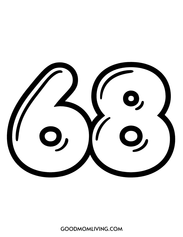 Bubble Number 68 Printable (68 Bubble Number) - Good Mom Living
