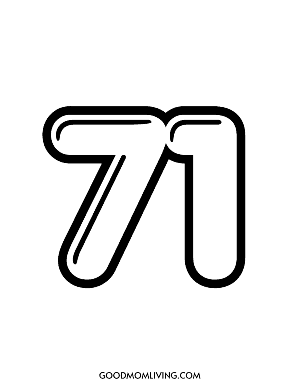 Bubble Number 71 Printable (Number 71 Bubble Free) - Good Mom Living