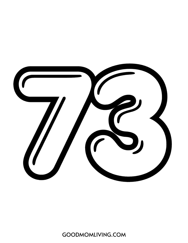 Bubble Number 73 Printable (Free 73 Bubble Number) - Good Mom Living