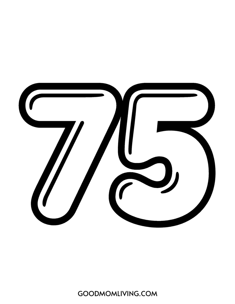 Bubble Number 75 Printable (Free Number 75 Bubble) - Good Mom Living