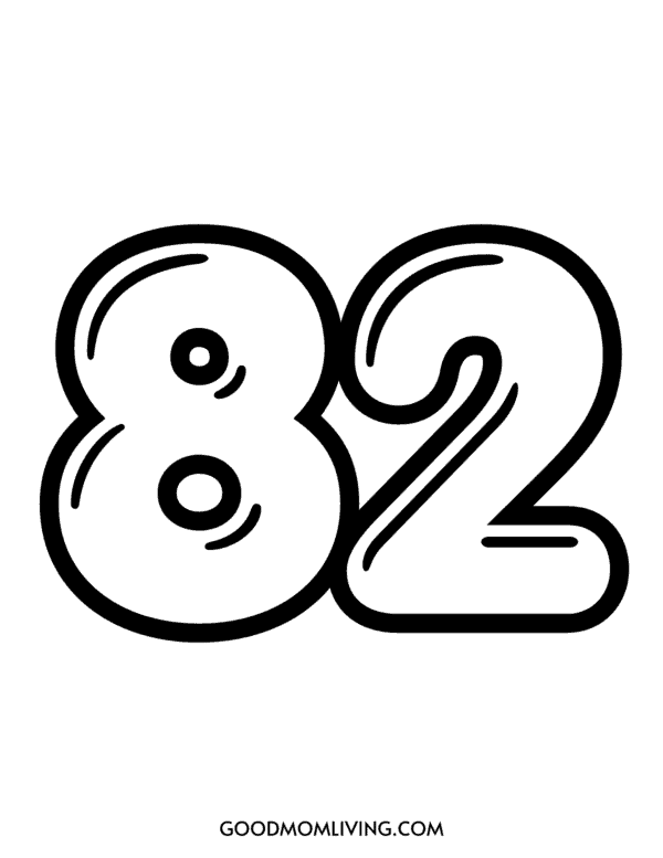 Bubble Number 82 Printable (Free Bubble Letter 82) - Good Mom Living