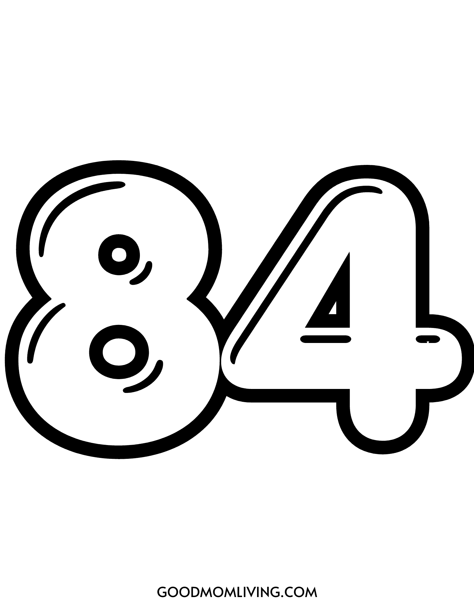 Bubble Number 84 Printable (Free Bubble 84 Number) - Good Mom Living