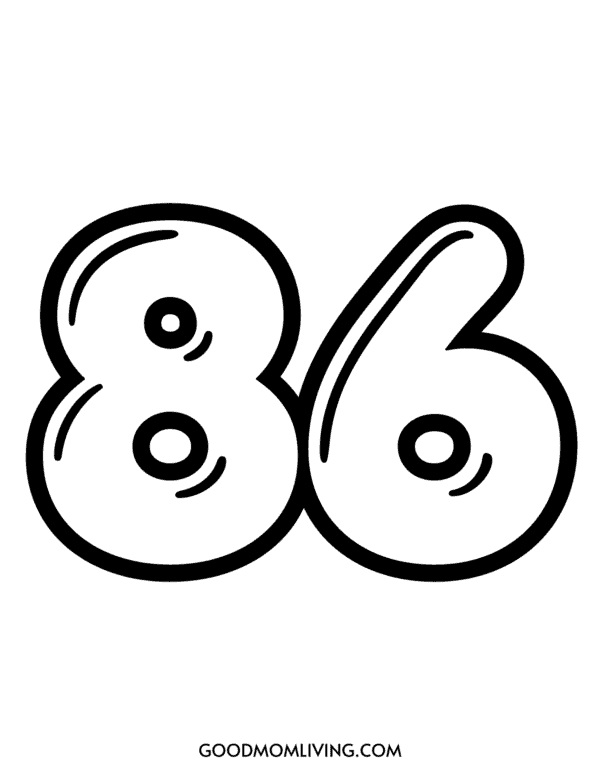 Bubble Number 86 Printable (Number 86 in Bubble Letters) - Good Mom Living