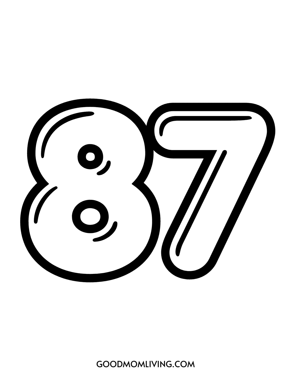 Bubble Number 87 Printable (87 Bubble Number) - Good Mom Living
