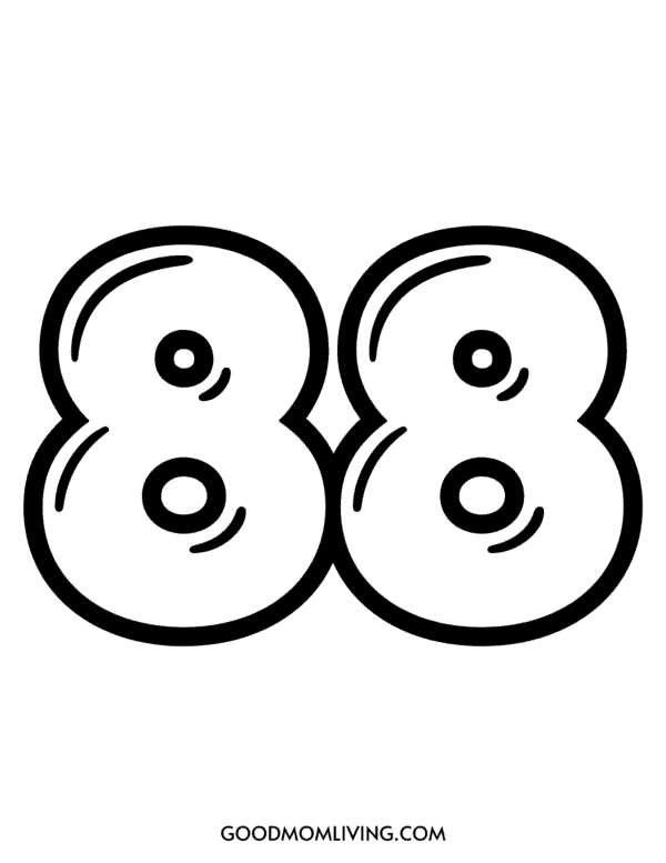 Bubble Number 88 Printable (Bubble Number 88 Outline) - Good Mom Living