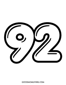 Bubble Number 92 Printable (Printable Bubble Number 92) - Good Mom Living