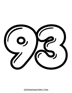 Bubble Number 93 Printable (Number 93 in Bubble Letters) - Good Mom Living