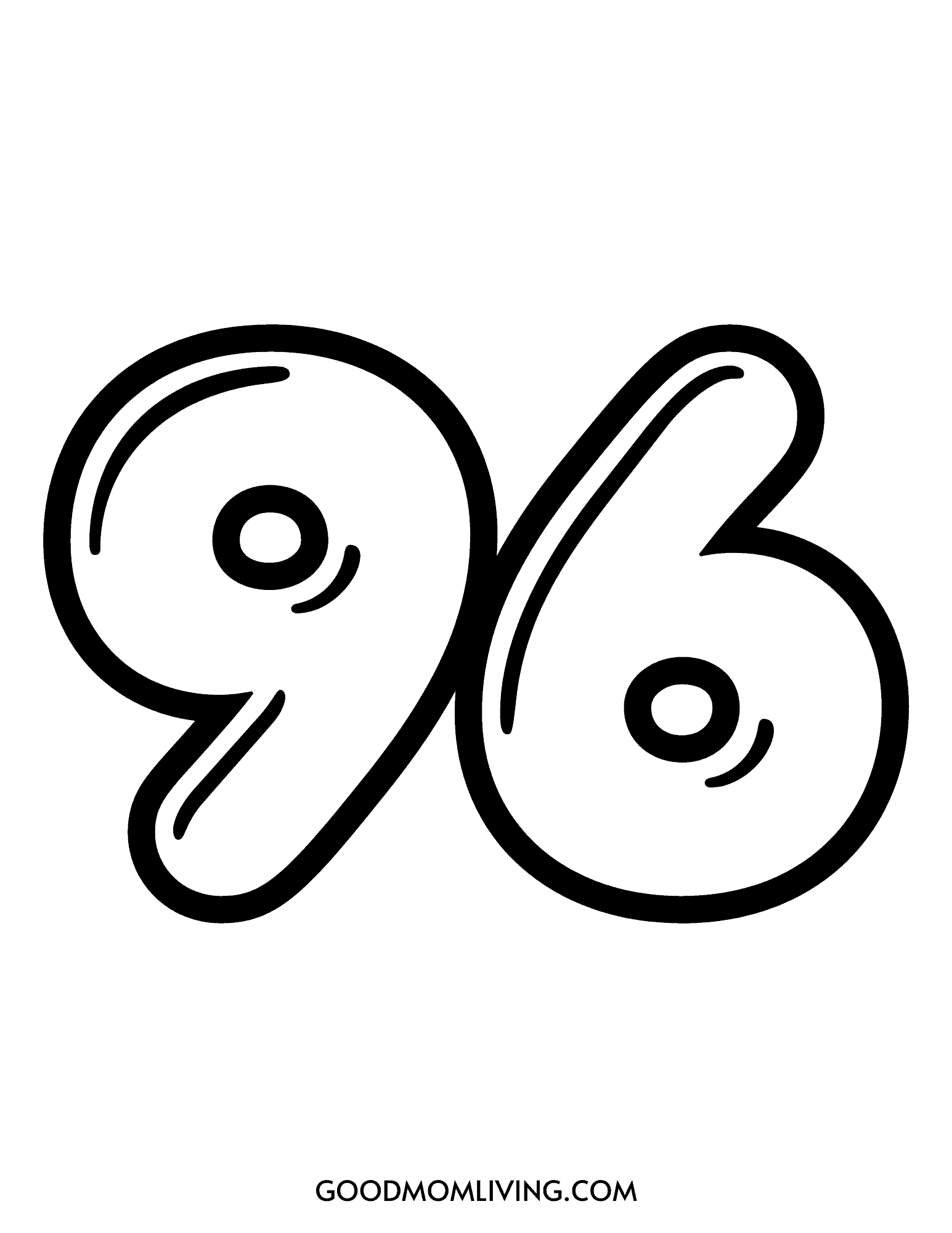Bubble Number 96 Printable (Free Number 96 Bubble) - Good Mom Living