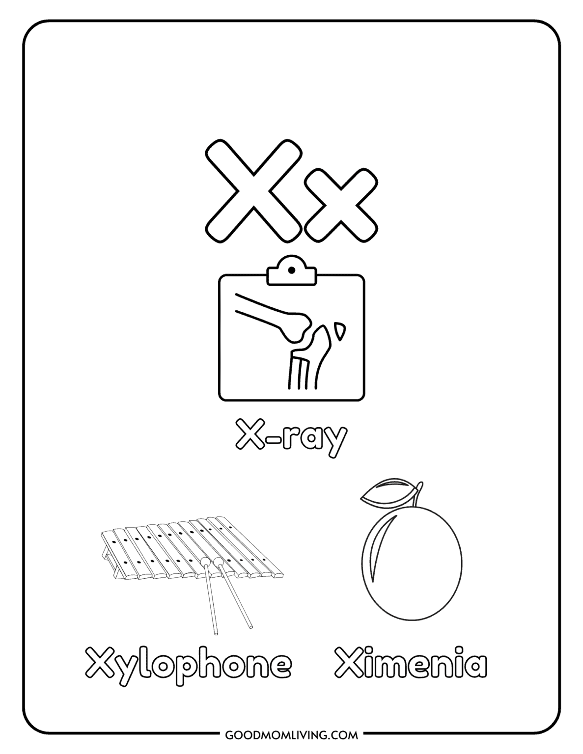 Letter X Coloring Pages: Free Alphabet Printable Page - Good Mom Living
