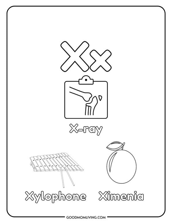 Letter X Coloring Pages: Free Alphabet Printable Page - Good Mom Living