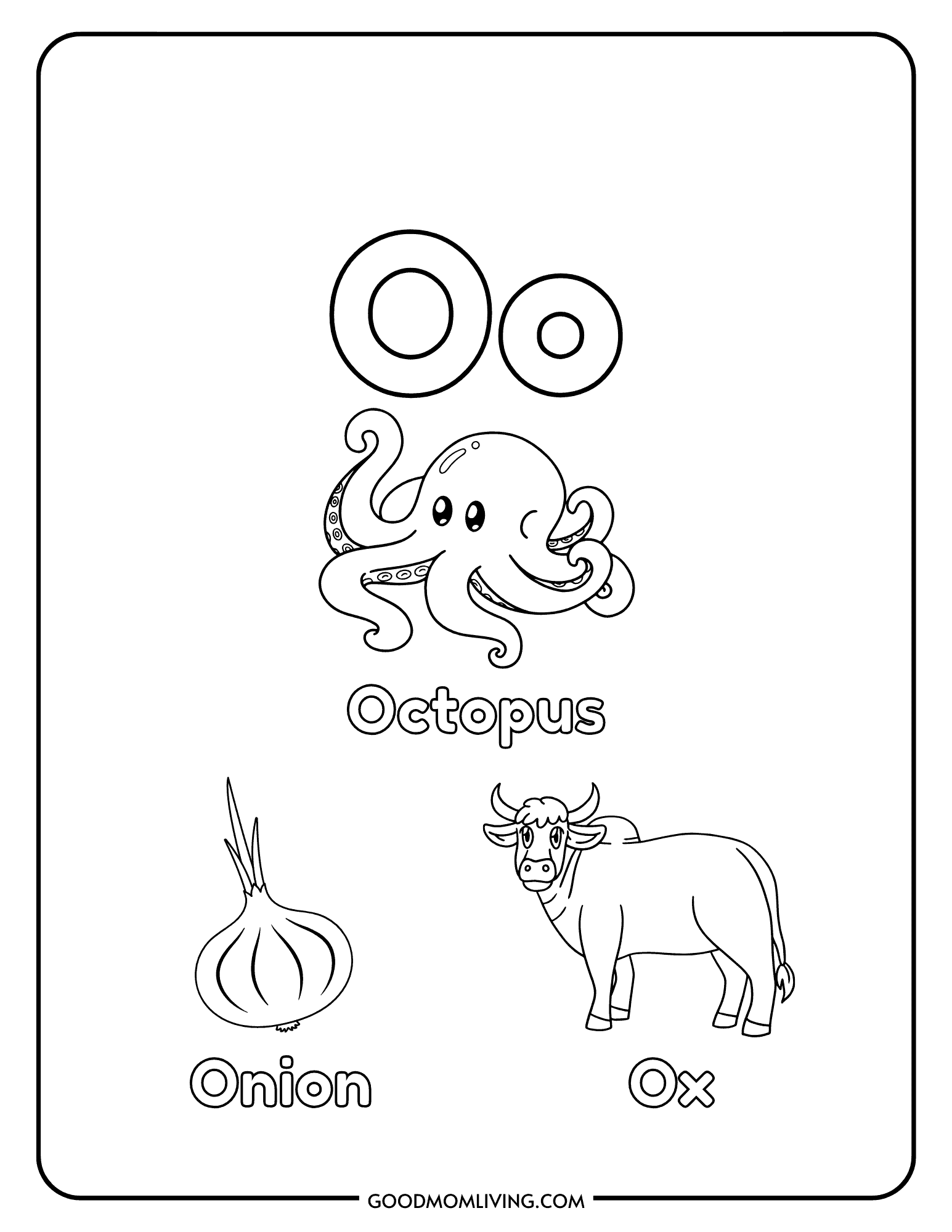 Letter O Coloring Pages: Free Alphabet Coloring Page - Good Mom Living