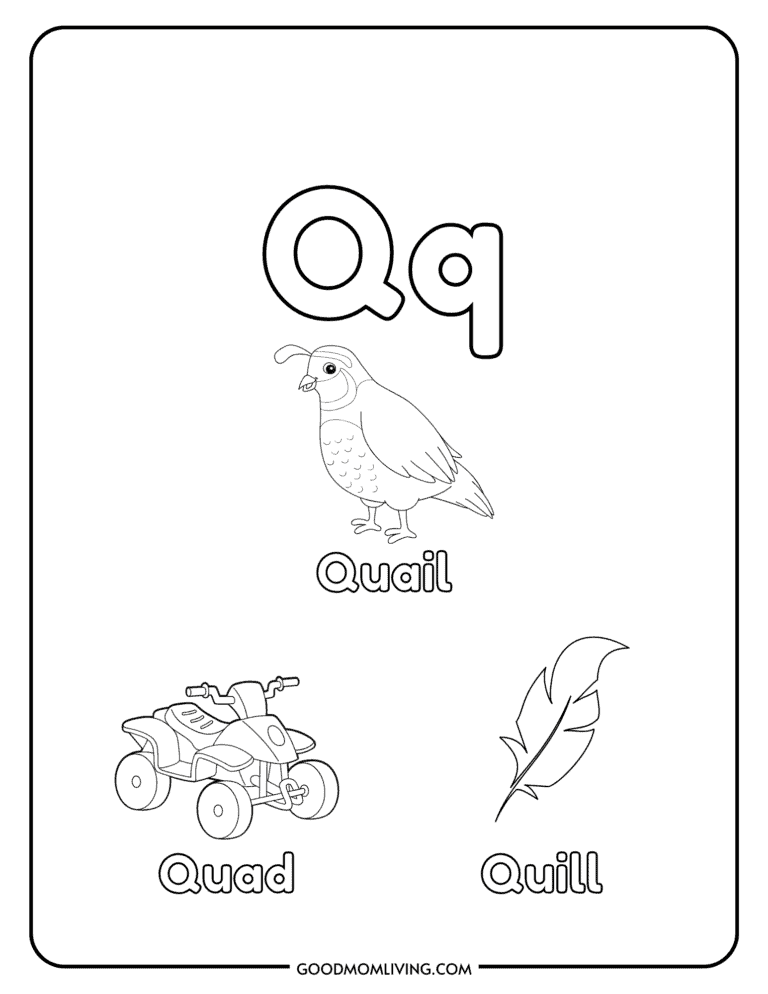 Letter Q Coloring Pages: Free Alphabet Coloring Page - Good Mom Living