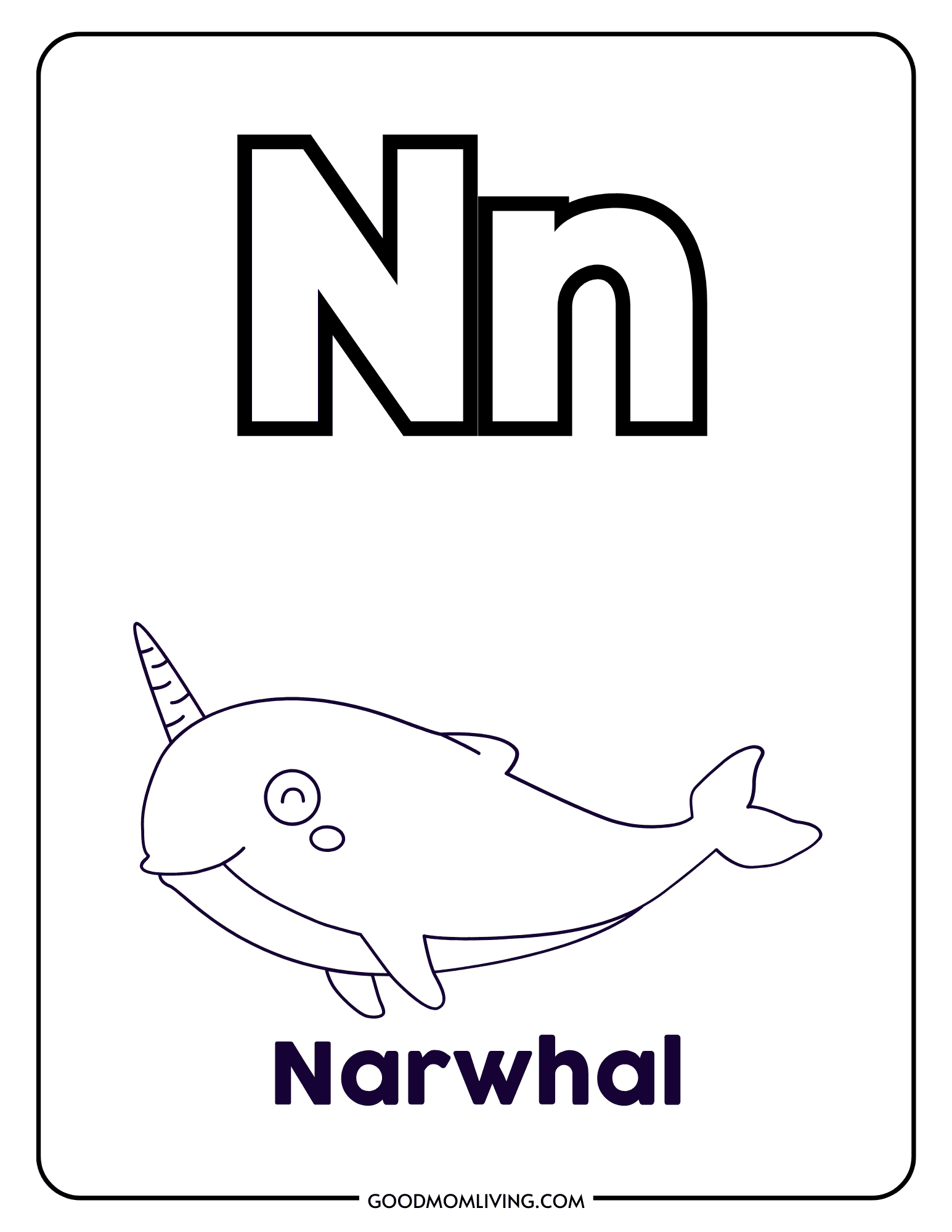 Letter N Coloring Page: Free Alphabet Printable Pages - Good Mom Living