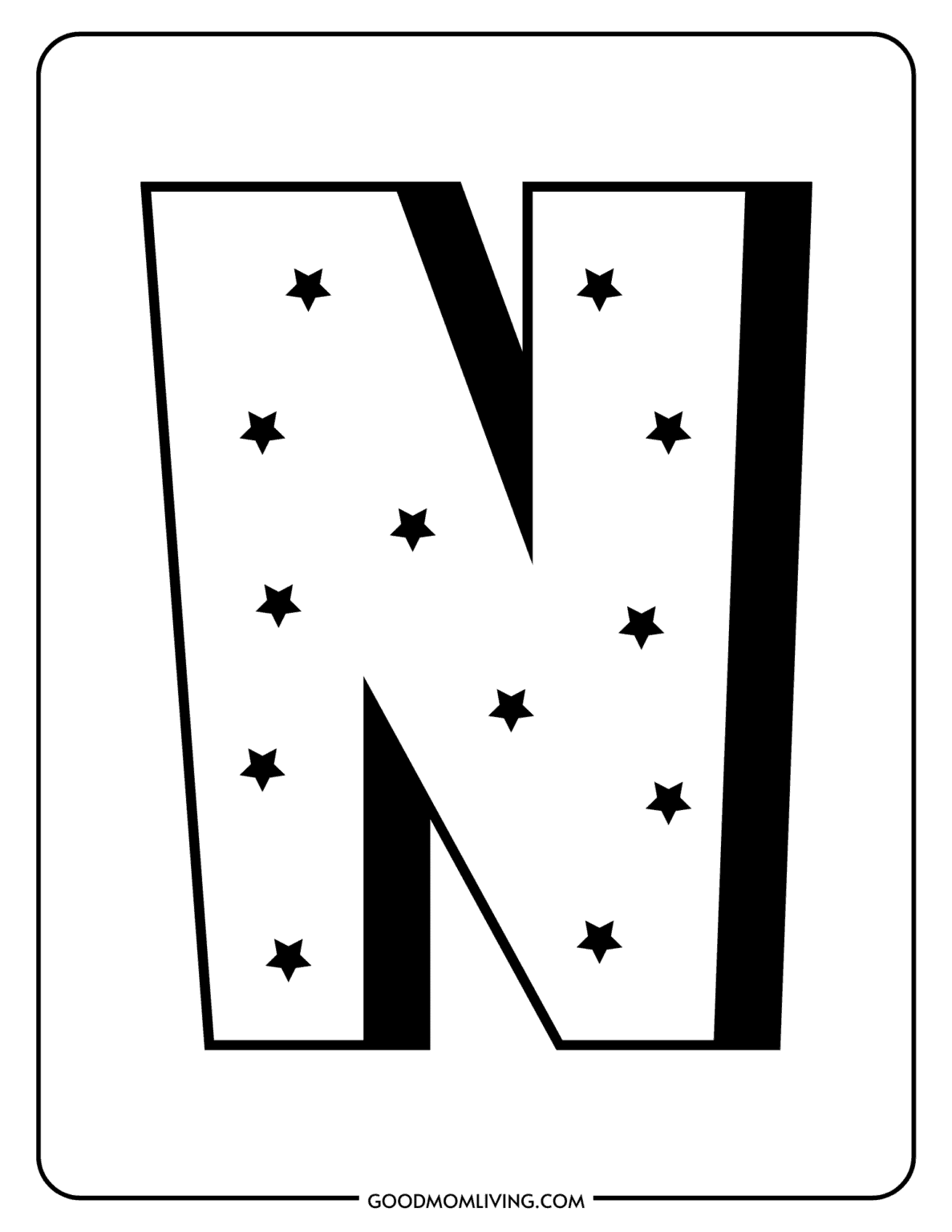 Letter N Coloring Page: Free Alphabet Printable Pages - Good Mom Living