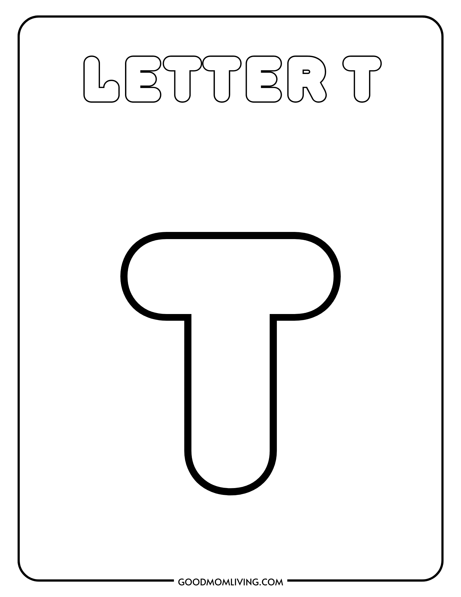 Letter T Coloring Page: Free Alphabet Printable - Good Mom Living