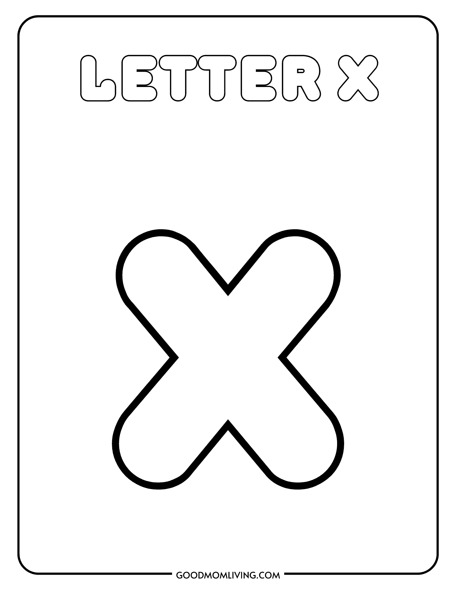 Letter X Coloring Pages: Free Alphabet Printable Page - Good Mom Living