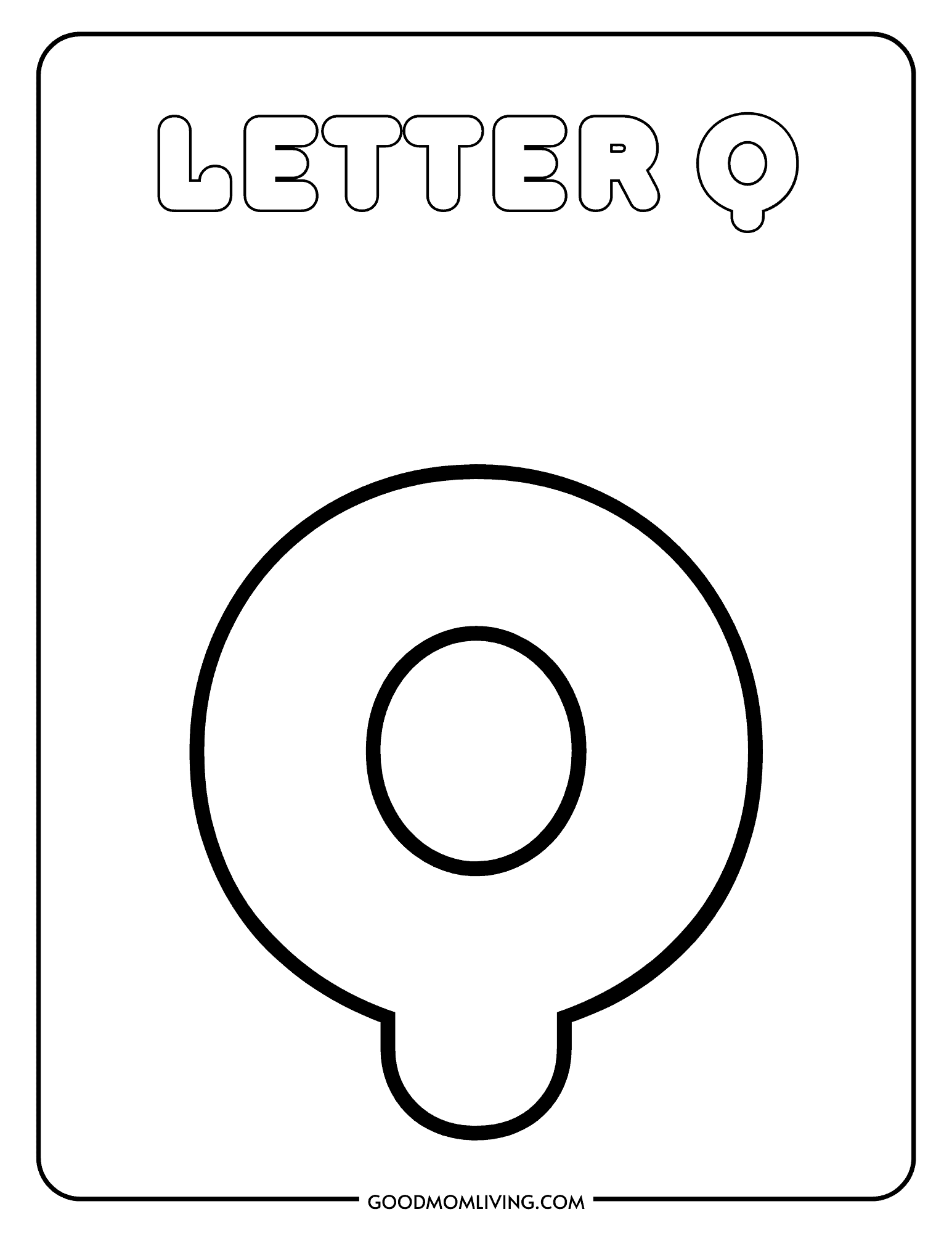 Letter Q Coloring Pages: Free Alphabet Coloring Page - Good Mom Living