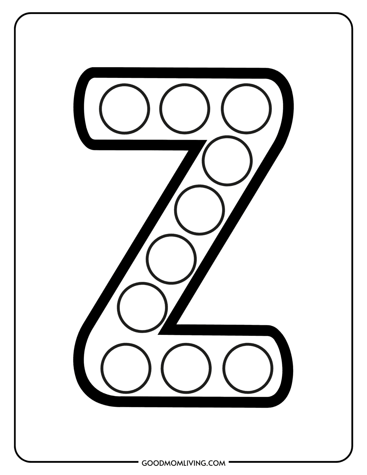 Letter Z Coloring Page: Free Alphabet Printables - Good Mom Living