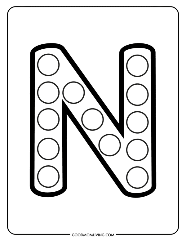 Letter N Coloring Page: Free Alphabet Printable Pages - Good Mom Living