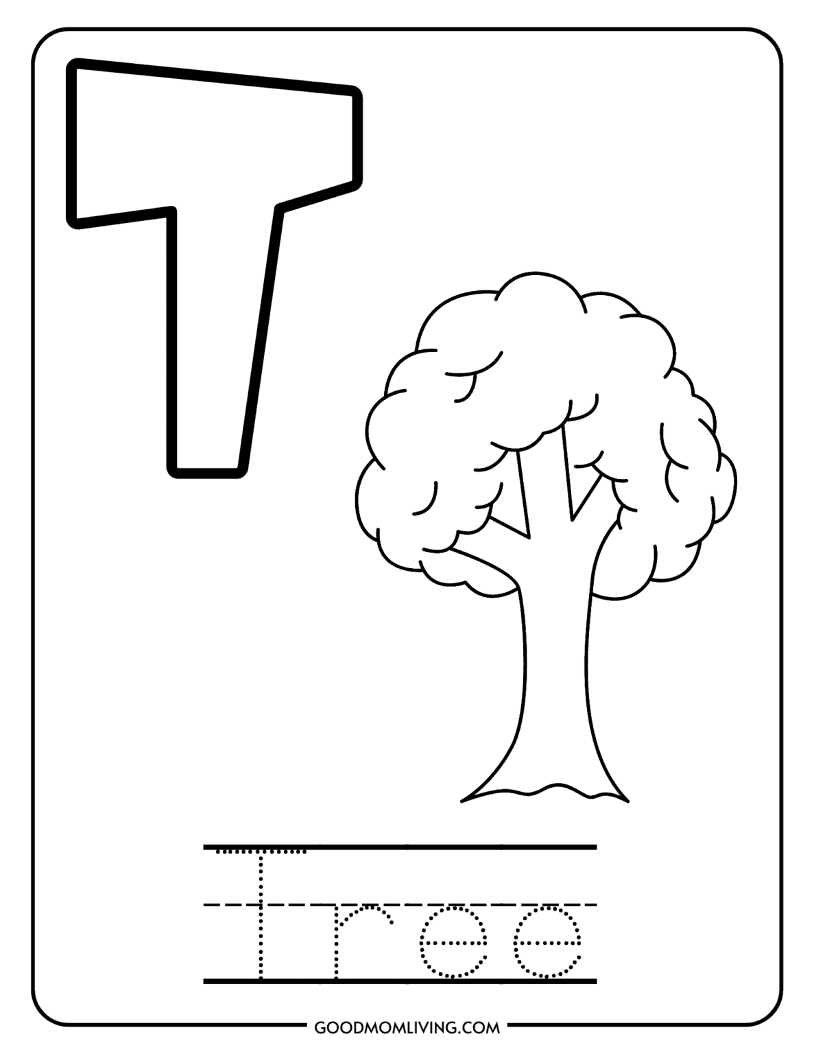 Letter T Coloring Page: Free Alphabet Printable - Good Mom Living