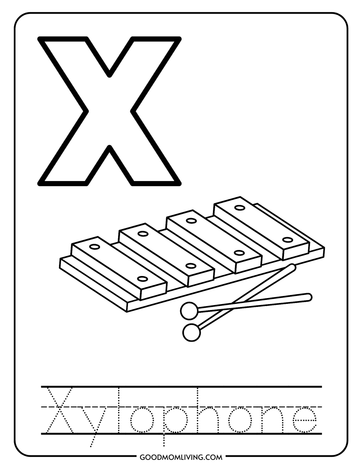 Letter X Coloring Pages: Free Alphabet Printable Page - Good Mom Living